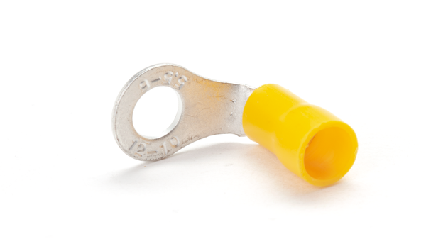 YR84/RA Yellow Right Angled Ring Terminal to fit 8mm Stud - JACDistributors